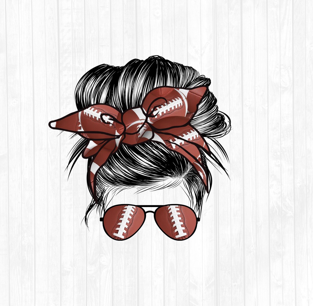 Football Messy Bun Hair Sublimation Design - Sunglasses Hairband PNG ...