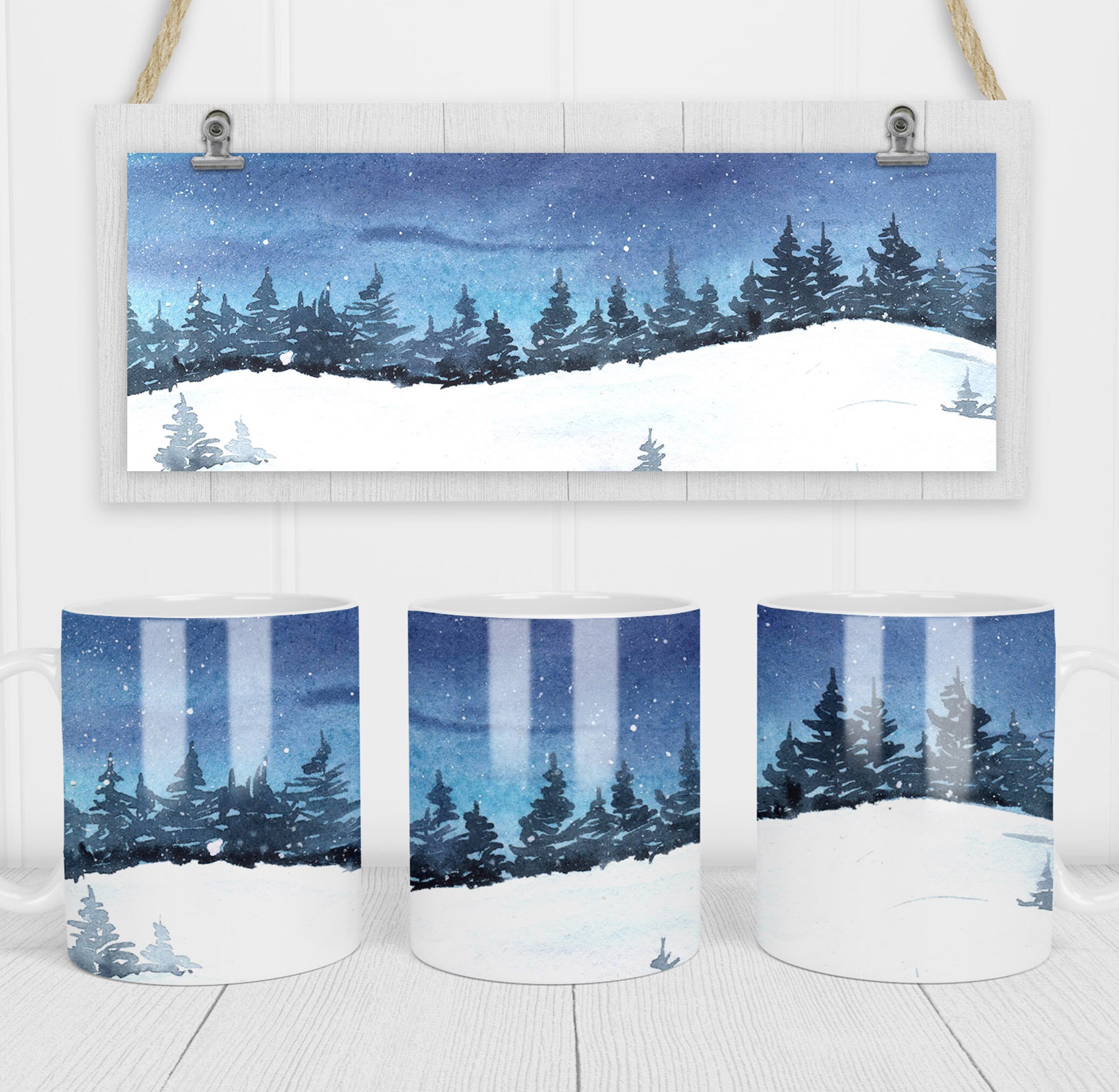 11 & 15 Oz Winter Wonderland Snow Sublimation Mug Template - Etsy