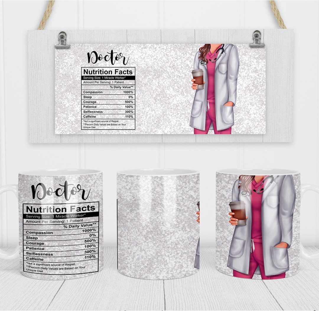 Female Doctor Facts Mug Wrap 11 & 15 Oz Sublimation Mug Template ...