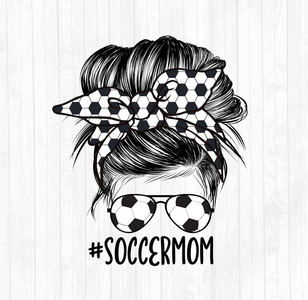 Soccer Mom Messy Bun Hair Sublimation Design Sunglasses Hairband Png
