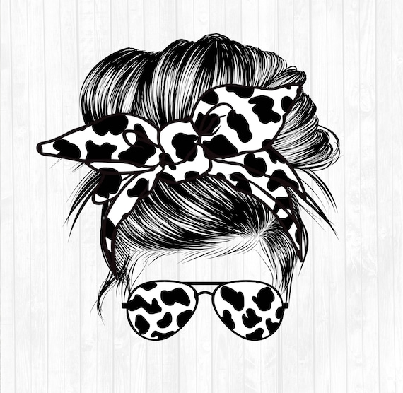 Cow Print Mom Life Messy Bun Hair Sublimation Design - Etsy
