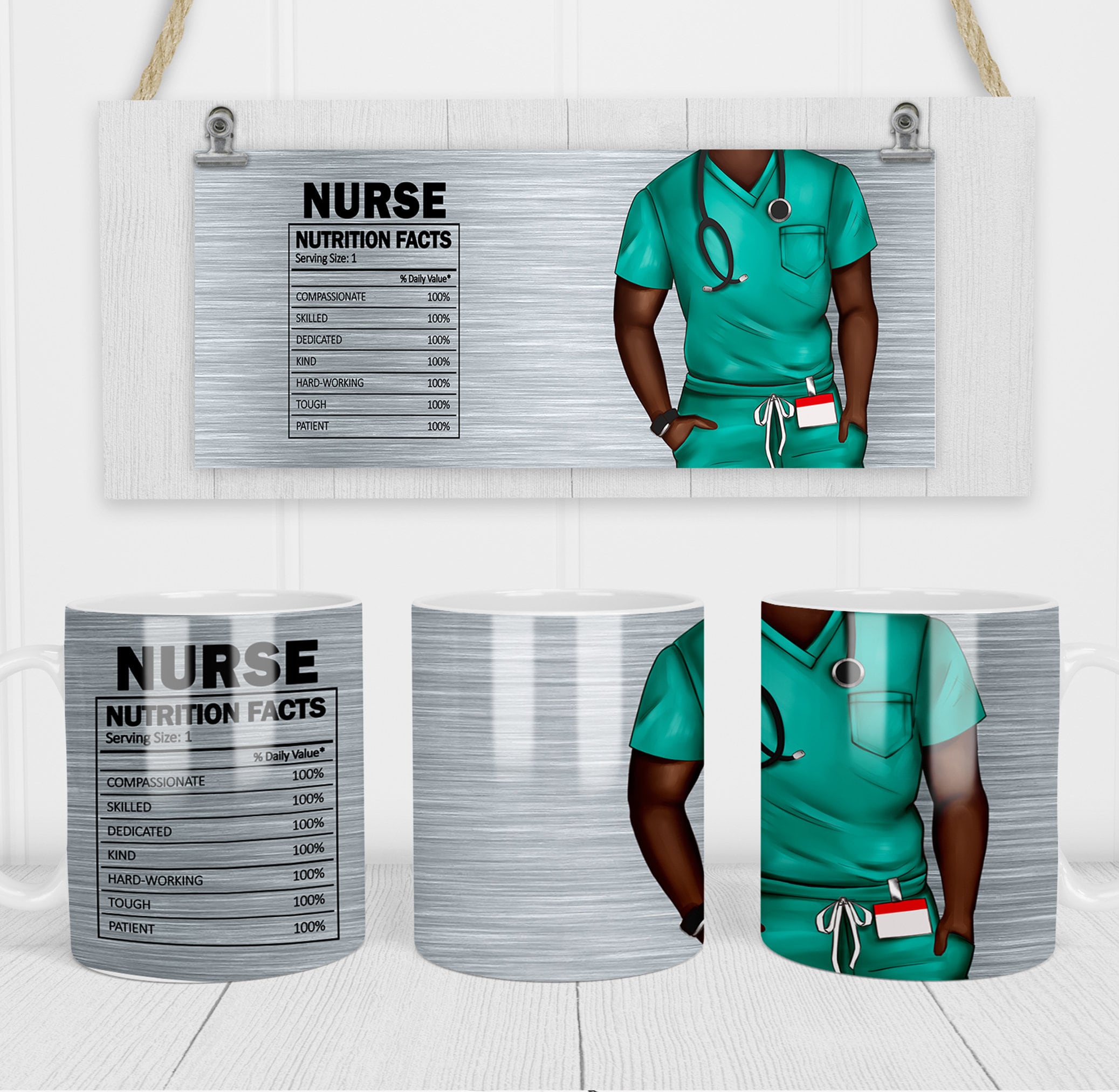 Male Nurse Facts Green Scrubs Mug Wrap 11 & 15 Oz Sublimation Mug ...