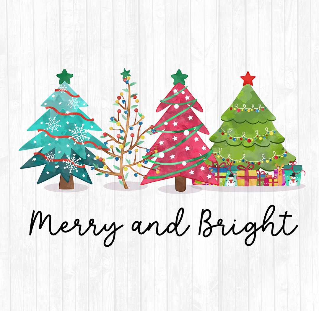 Merry and Bright Sublimation Design - PNG File - T Shirt Design ...