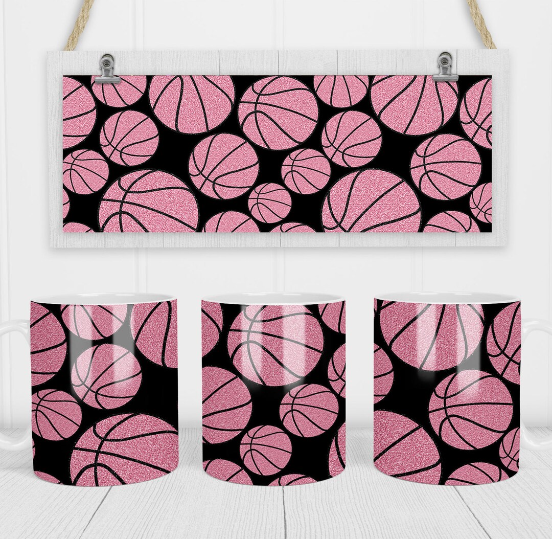 11 & 15 Oz Pink Glitter Basketball Mug Sublimation Template - Cricut ...