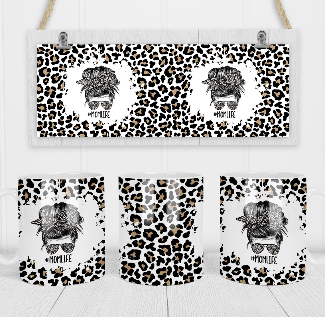 11 & 15 Oz Leopard Mom Life Coffee Mug Sublimation Template - Etsy