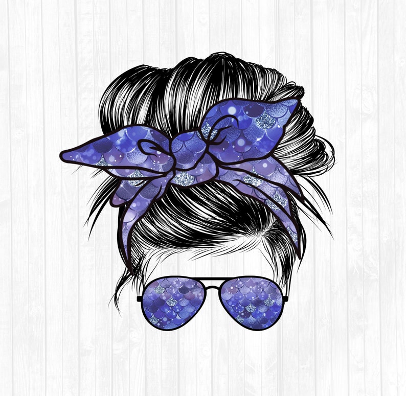 Purple Mermaid Messy Bun Hair Sublimation Design Sunglasses - Etsy