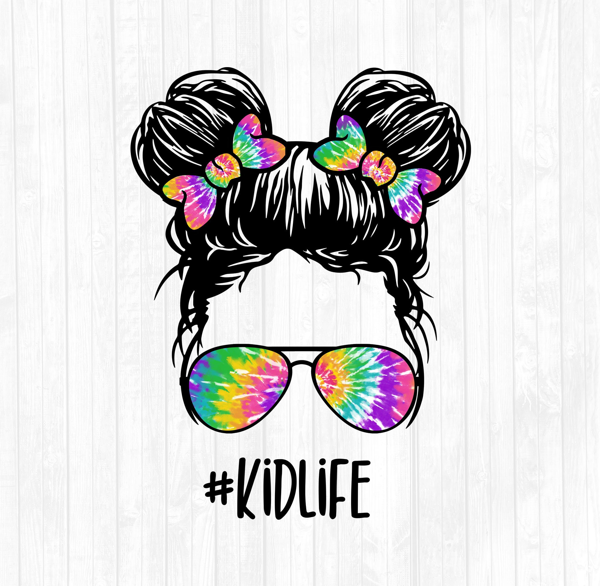 Rainbow Tie Dye Kid Life Piggy Buns Hair Sunglasses Headband - Etsy