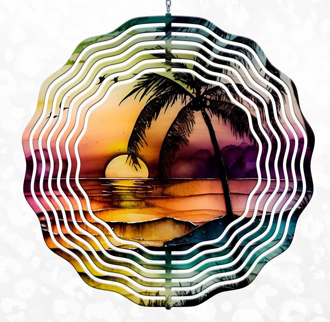 Alcohol Ink Beach Sunset Wind Spinner Sublimation Design Template - 11 ...