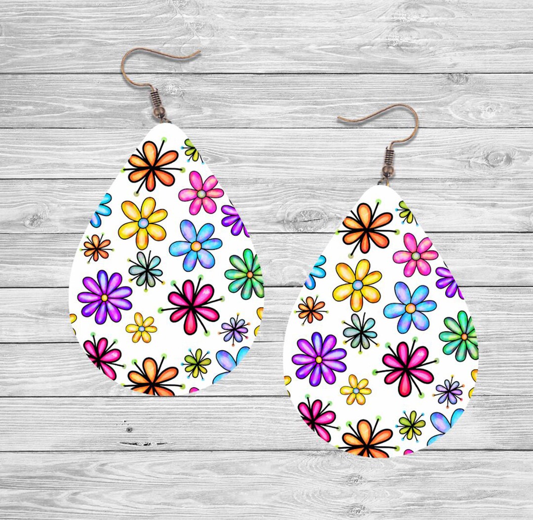 Doodle Flowers Earring PNG - Sublimation Design - Earring Design ...