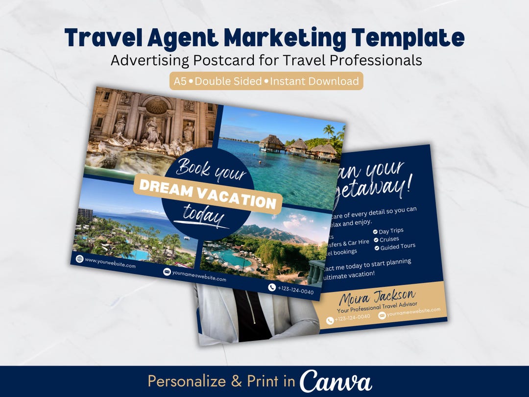 Travel Agent Postcard | Travel Advisor Marketing | Advertising Postcard ...