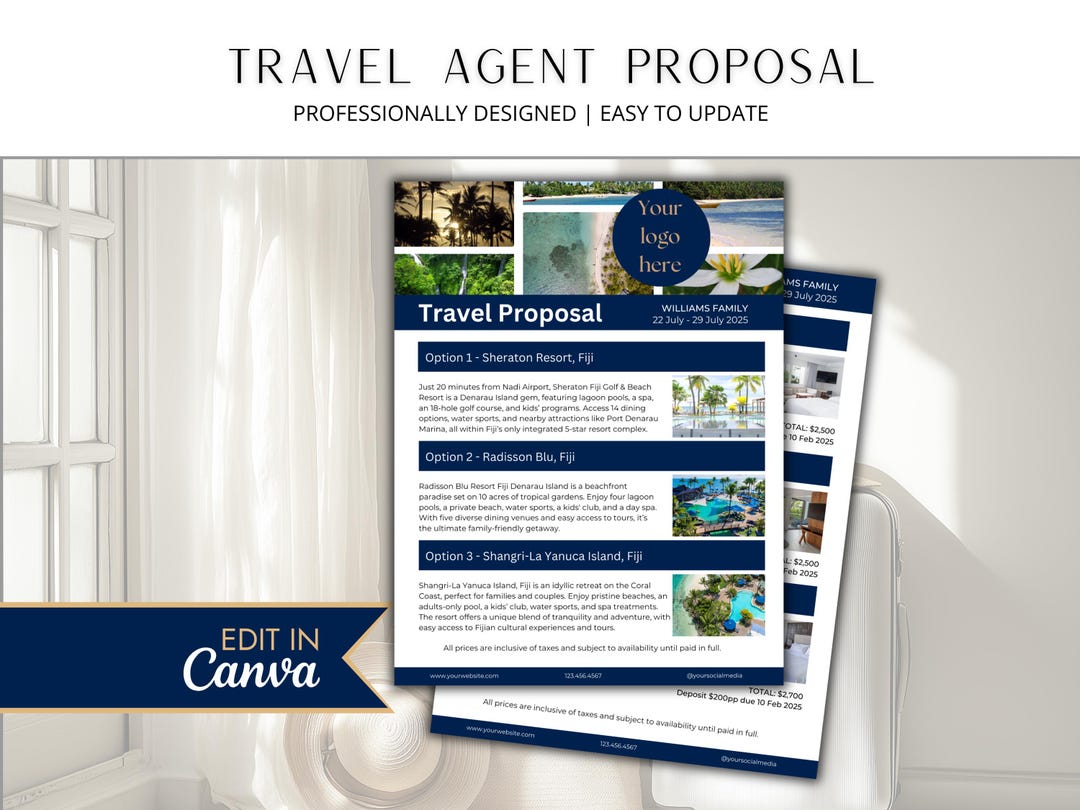 Travel Proposal Template: Vacation Quotation Canva Template - Etsy