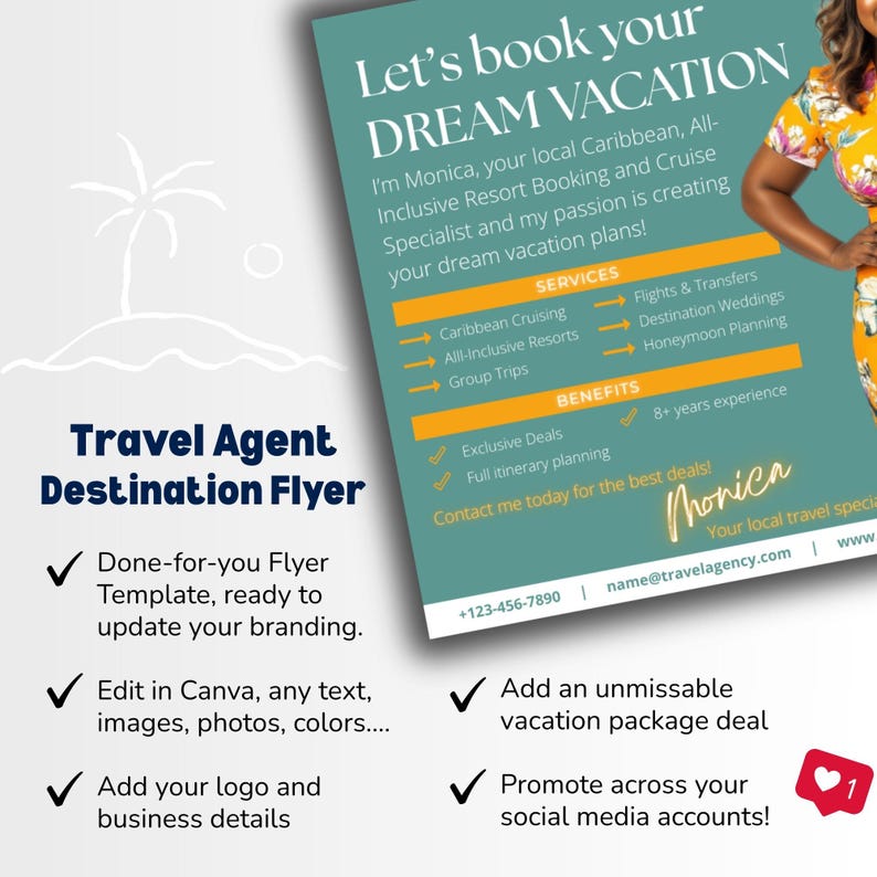 Travel Agent Flyer Template: Marketing Announcement, Canva Editable - Etsy