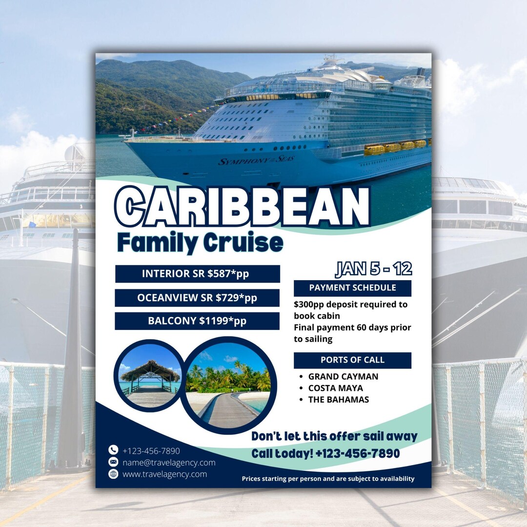 Caribbean Cruise Flyer: Editable Travel Agency Canva Template - Etsy