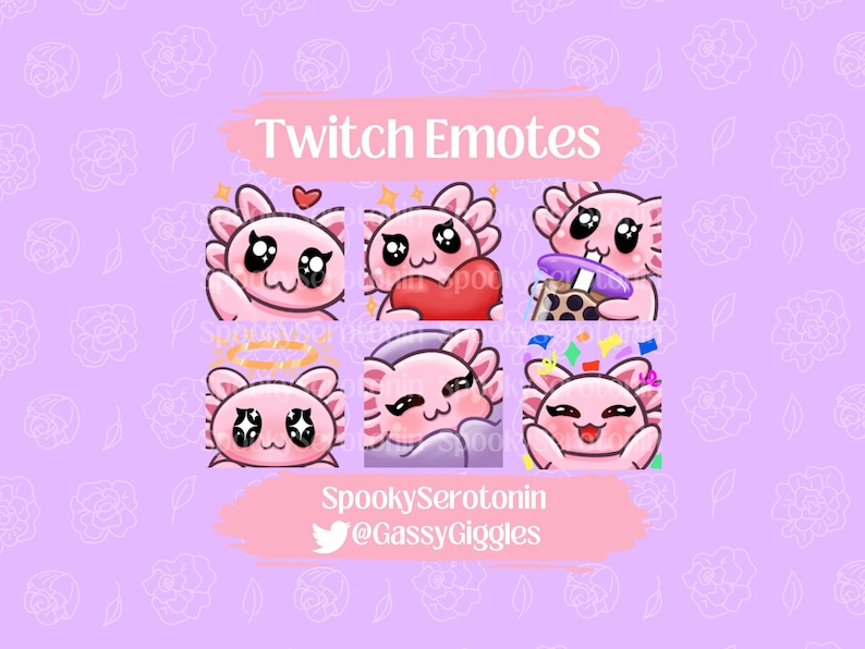 Axolotl Emotes, Twitch, Discord, Youtube, Streaming, Cute Emotes, Emote ...