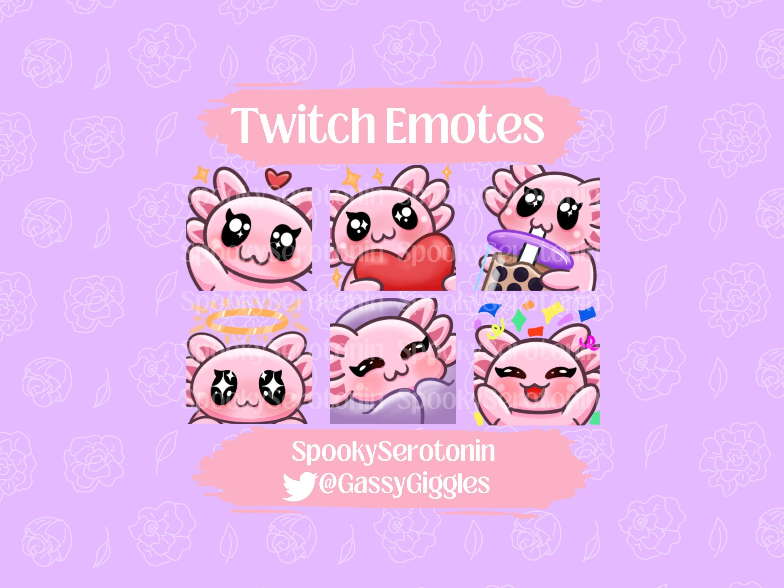 Axolotl Emotes Twitch Discord Youtube Streaming Cute Emotes Emote