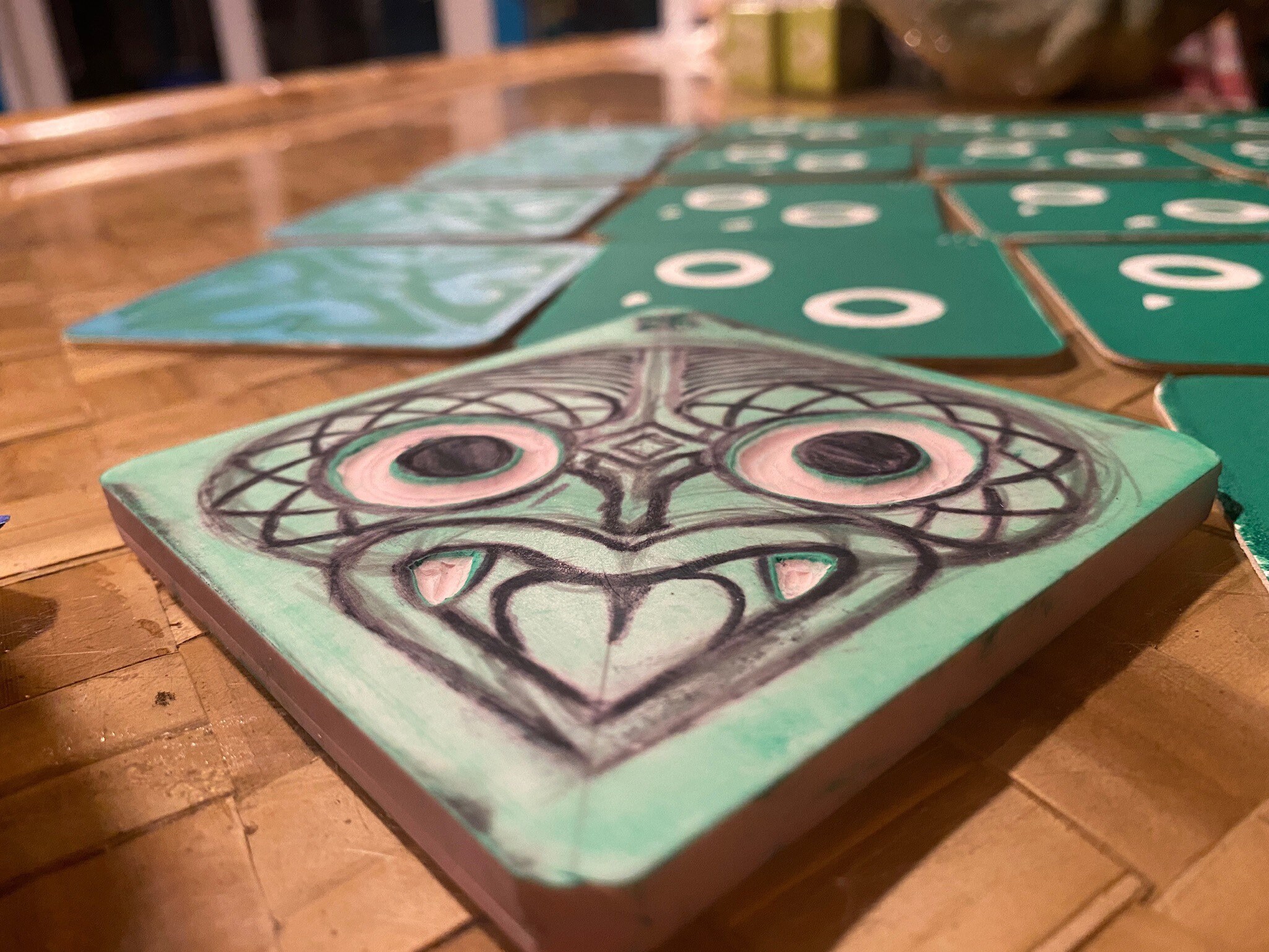 Maori Hei coaster - orange - Limited Edition print - signed and ...