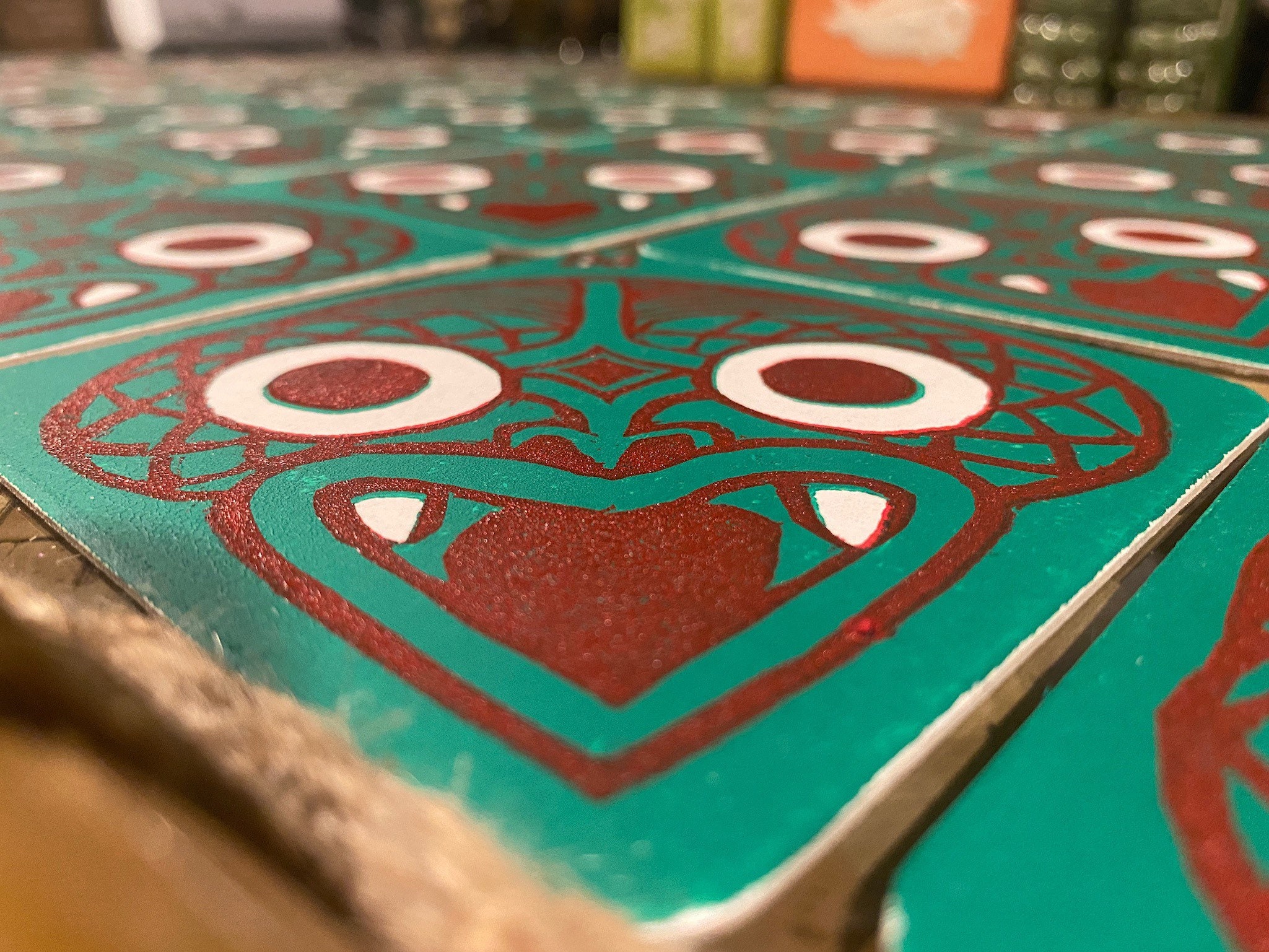 Maori Hei coaster - orange - Limited Edition print - signed and ...