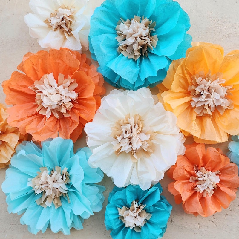 Orange Paper Flowers - Etsy