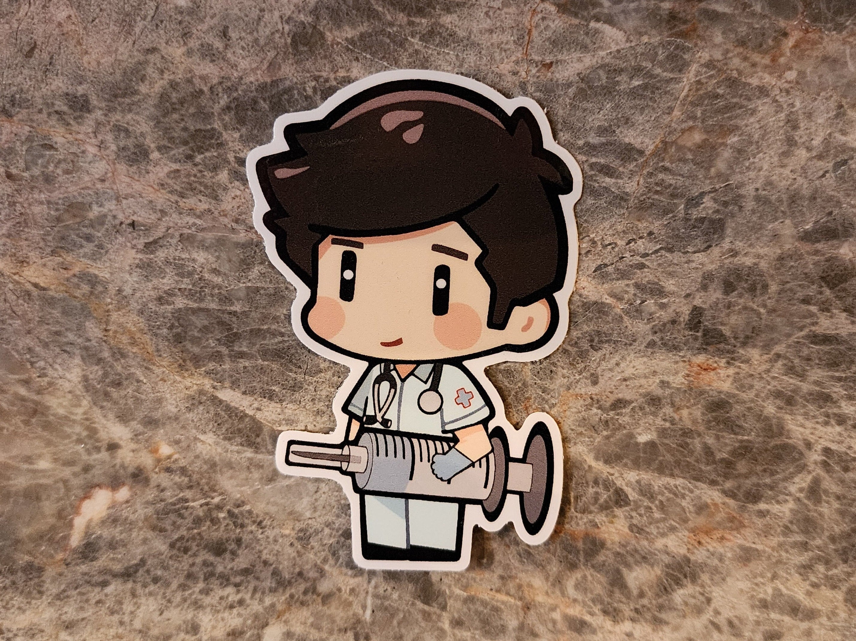 Male Nurse Sticker Decal for Water Bottle, Laptop, Chibi Art, Kawaii ...