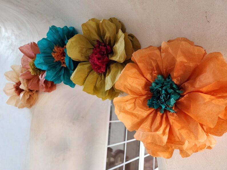 Large Paper Flowers, Orange & Teal Autumn Wedding Colors, Rustic ...