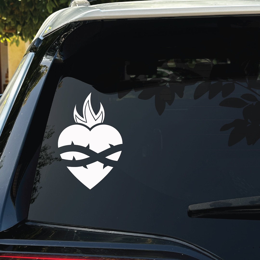 Sacred Heart Sticker, Sacred Heart Decal, Faith Car Sticker, Catholic ...