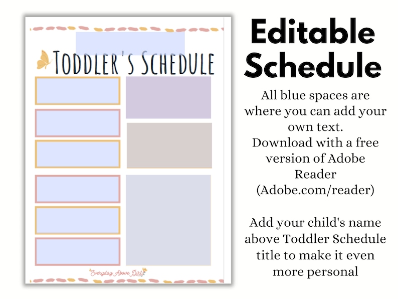 Toddler Schedule | Daily Schedule Template Editable PDF - Etsy