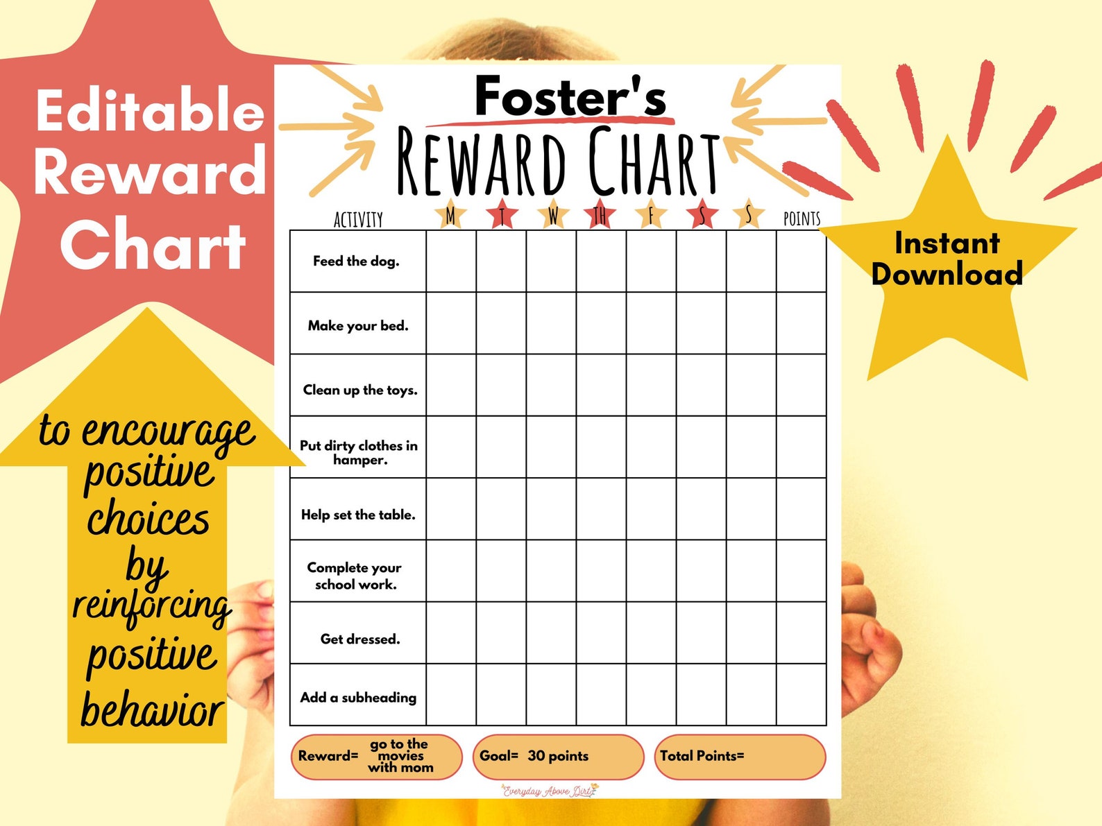 Reward Chart, Kids Reward Chart, Behavior Chart, Potty Training Chart ...