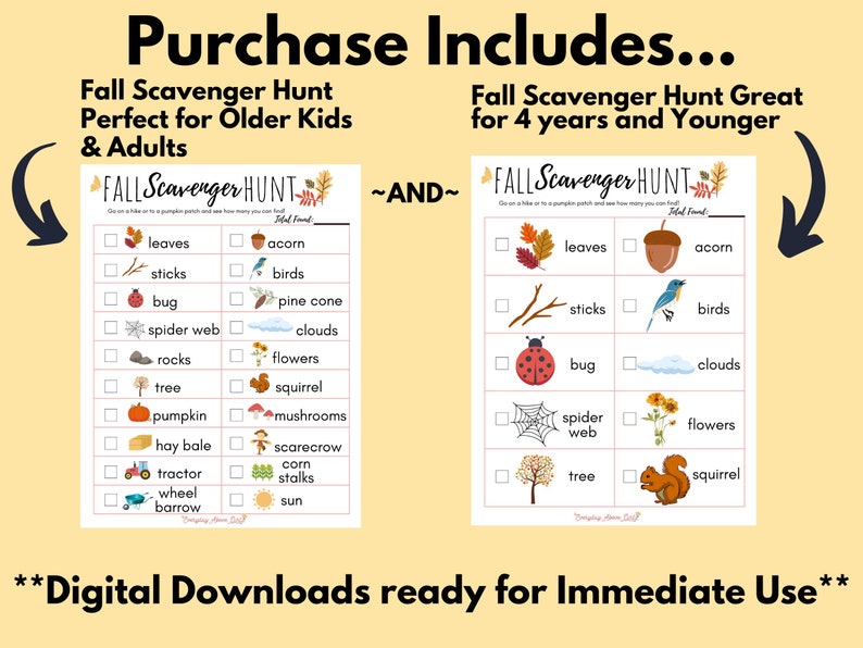 Fall Scavenger Hunt | Kids Scavenger Hunt | Fall Games | Scavenger Hunt ...