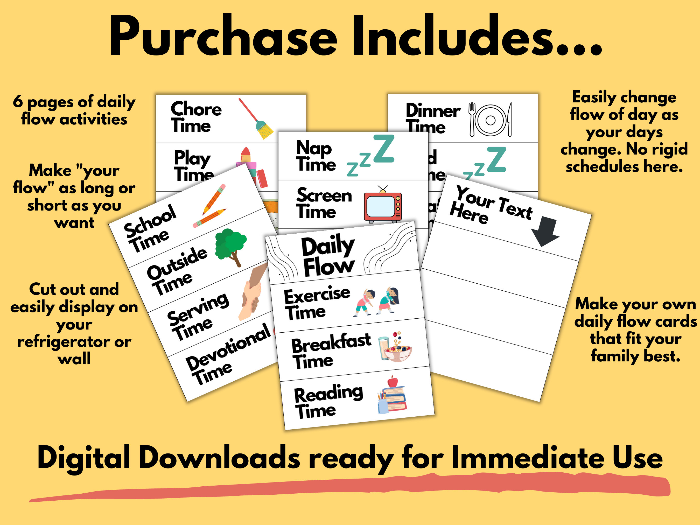 Daily Routines for Kids, Daily Schedule Template, Editable PDF - Etsy