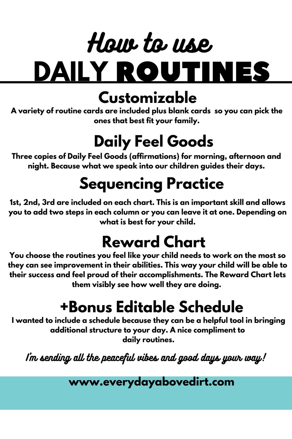 Editable Daily Routine Chart for Kids - Etsy