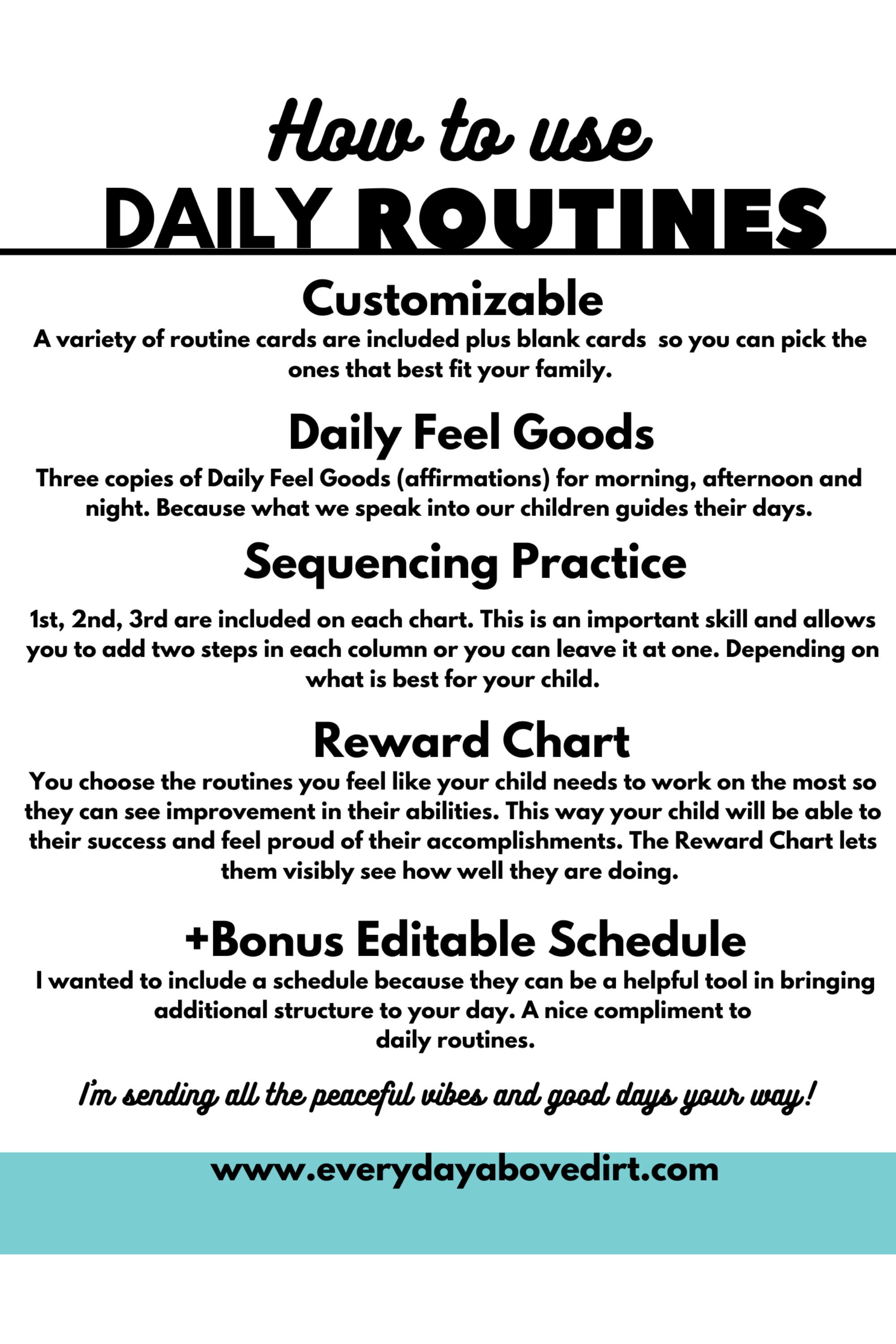 Editable Daily Routine Chart for Kids - Etsy