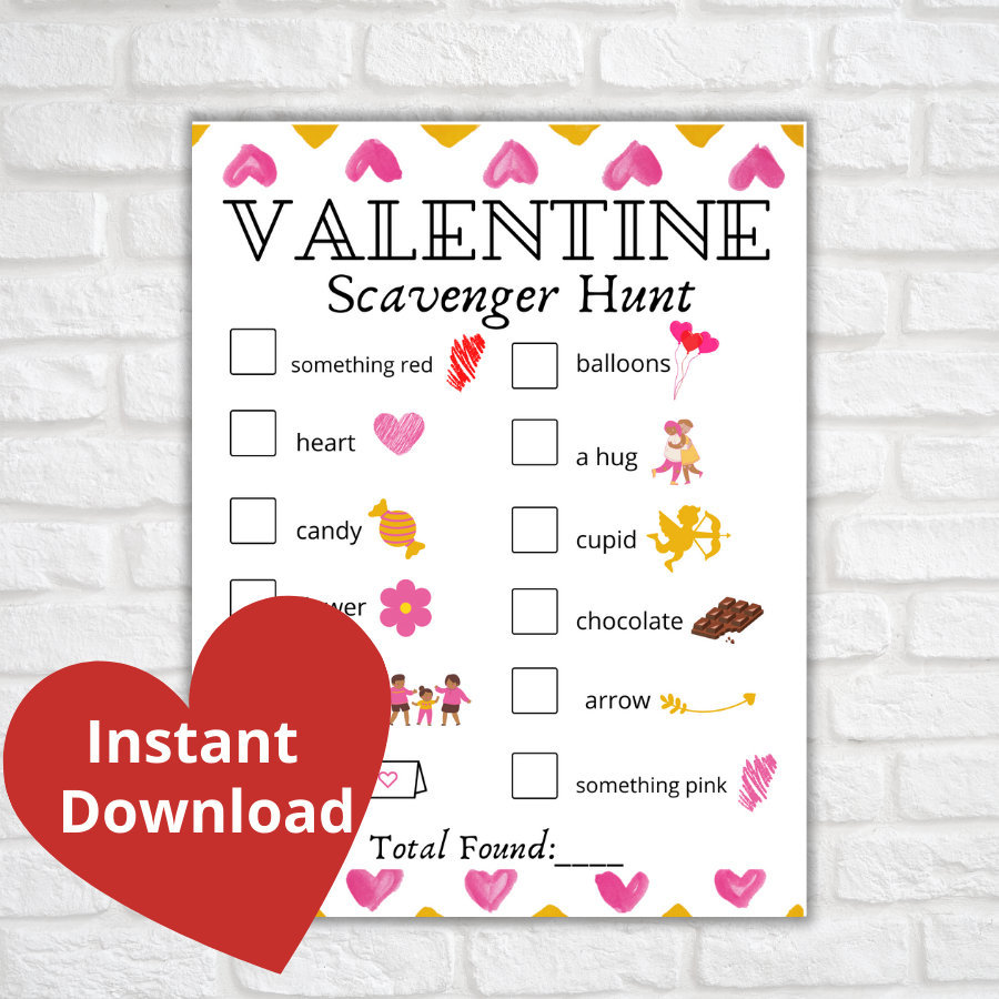 Valentine's Day Scavenger Hunt for Kids Printable, Valentine's Games ...