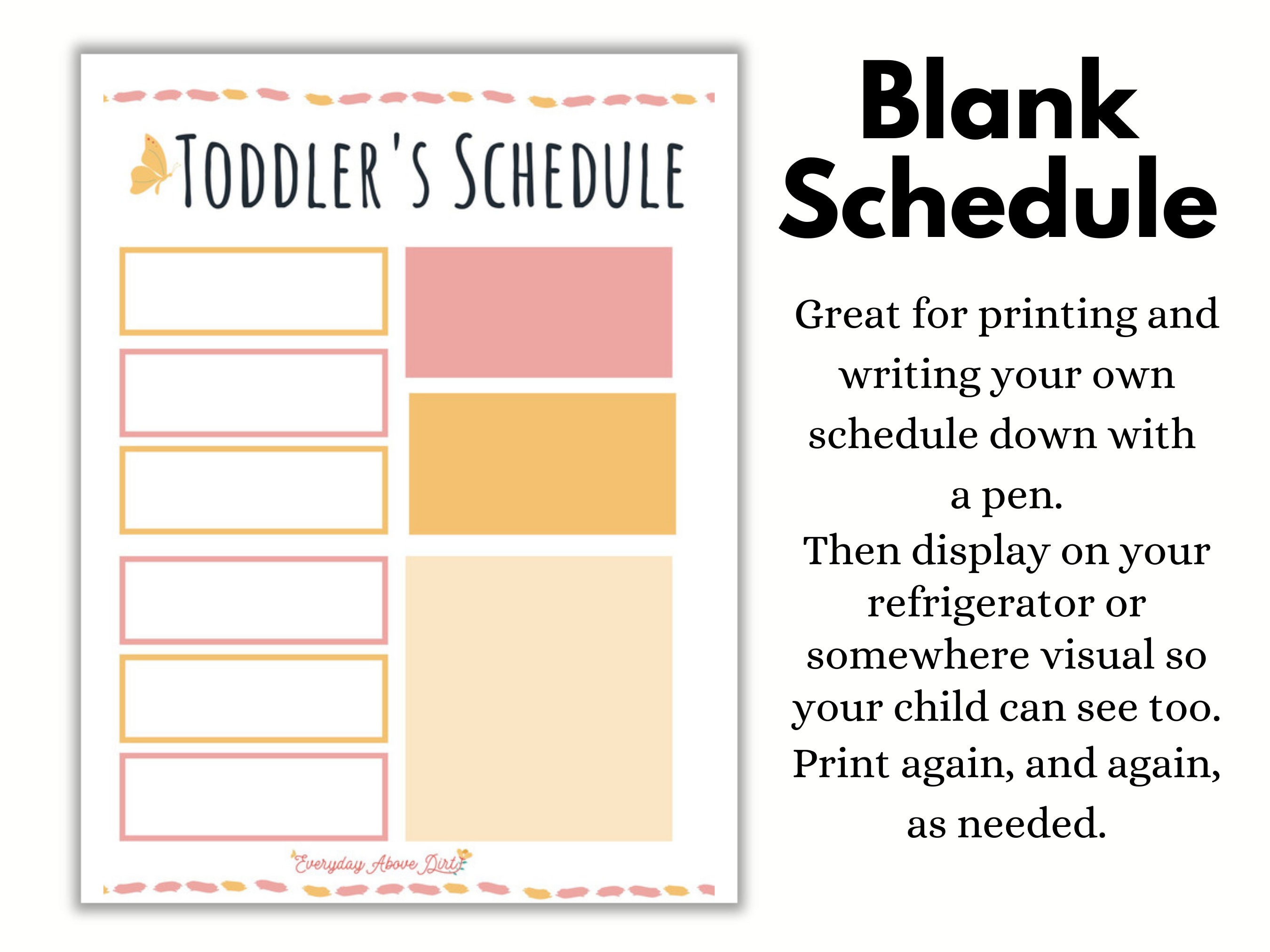 Toddler Schedule | Daily Schedule Template Editable PDF - Etsy