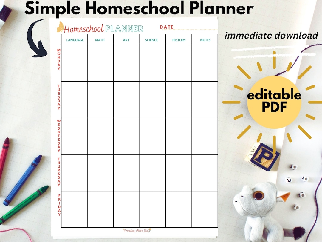 Homeschool Planner, Editable Planner, Printable Planner, Lesson Planner ...