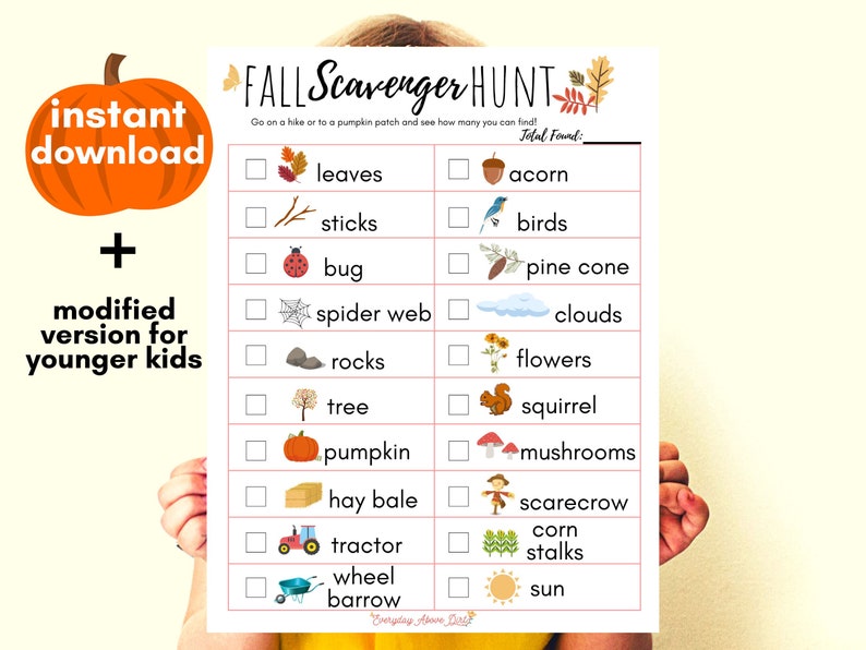 Fall Scavenger Hunt | Kids Scavenger Hunt | Fall Games | Scavenger Hunt ...