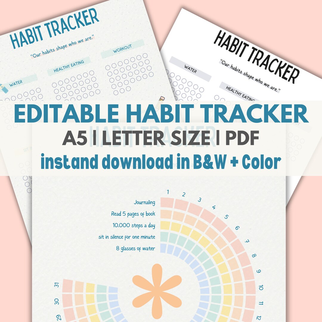 Monthly Habit Tracker Printable, Habit Tracker Template, Routine ...