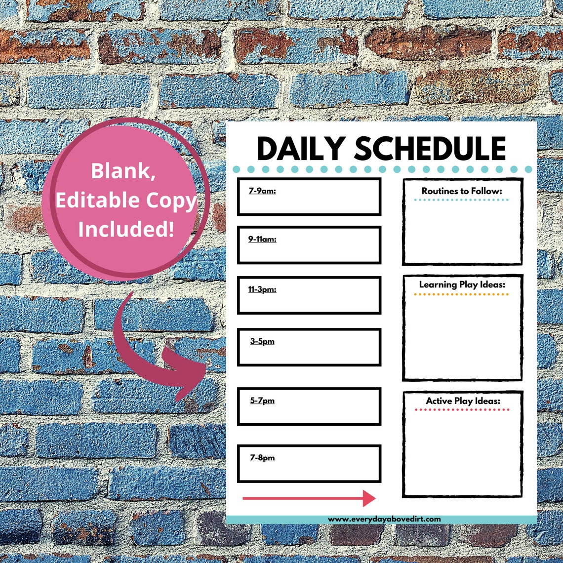 Visual Daily Schedule for at Home, Homeschool Schedule, Toddler ...