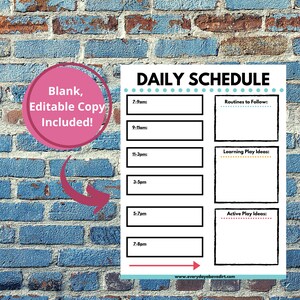 Visual Daily Schedule for at Home, Homeschool Schedule, Toddler ...