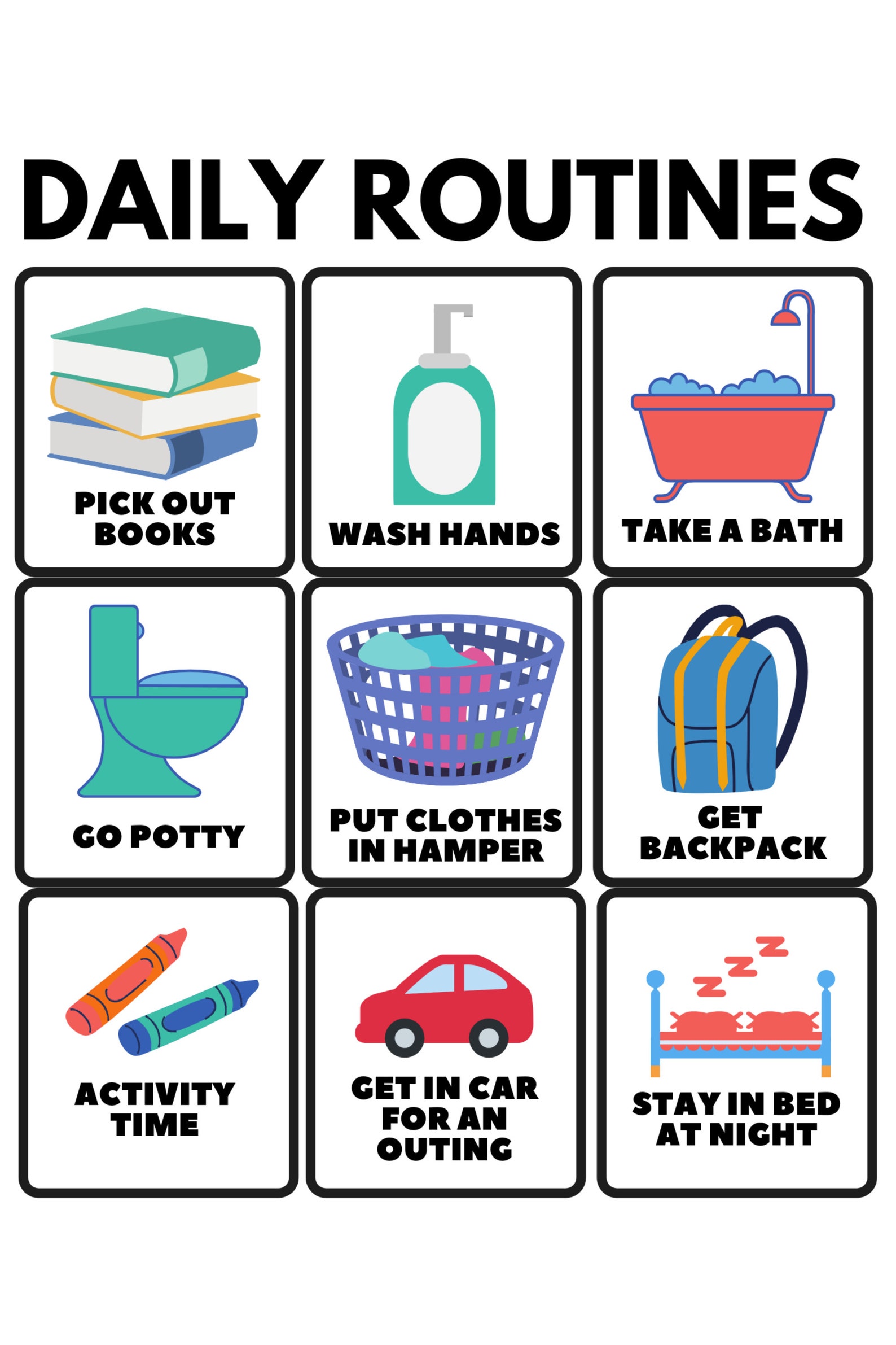 Editable Daily Routine Chart for Kids - Etsy