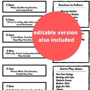 Editable Daily Routine Chart for Kids - Etsy