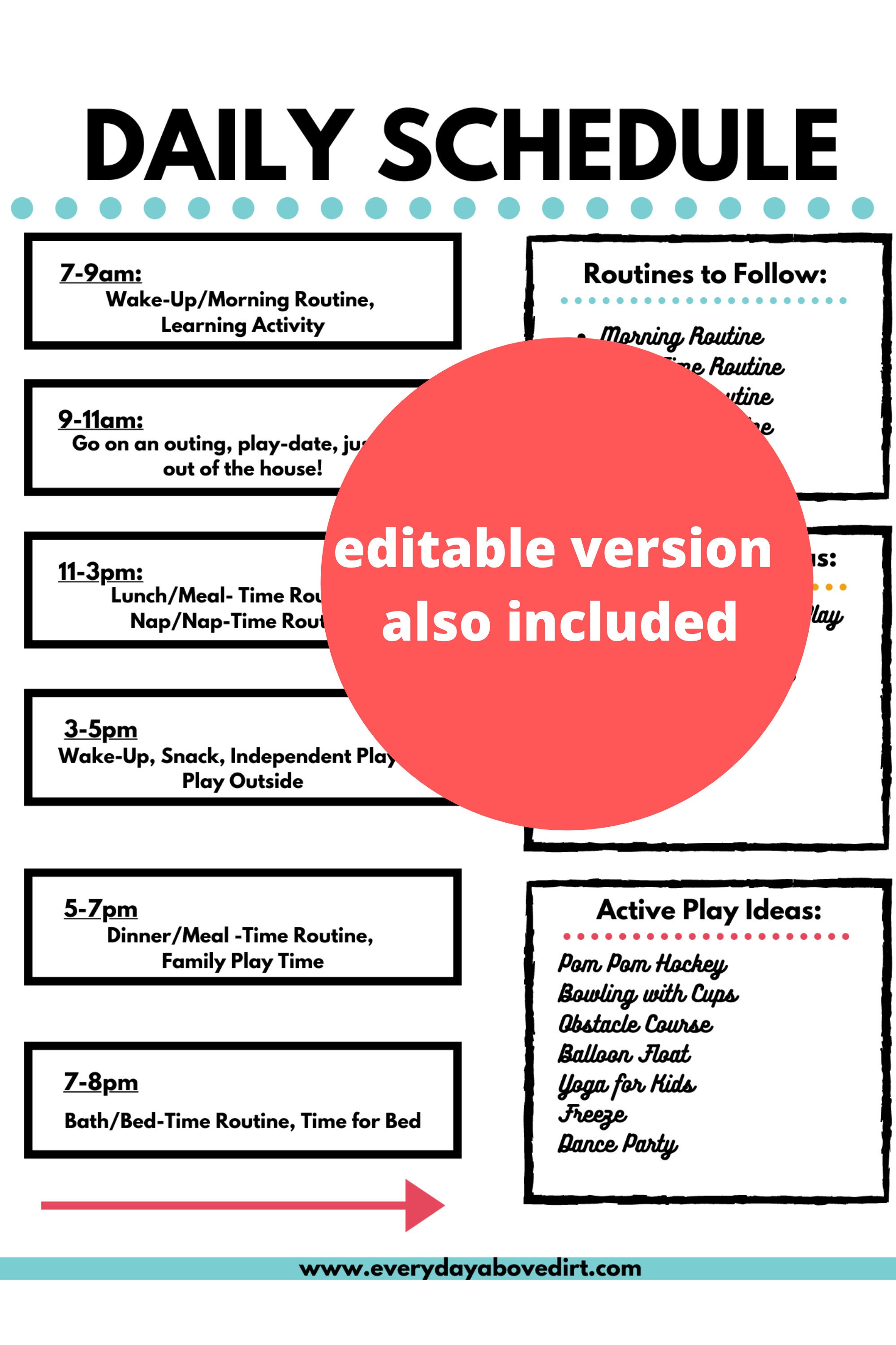 Editable Daily Routine Chart for Kids - Etsy