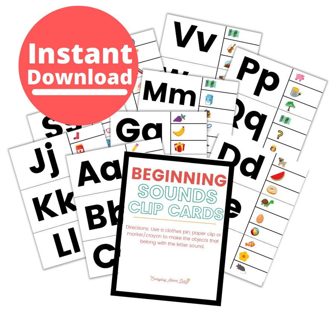 Beginning Sounds Printable, Instant Download Alphabet Game, Preschool ...