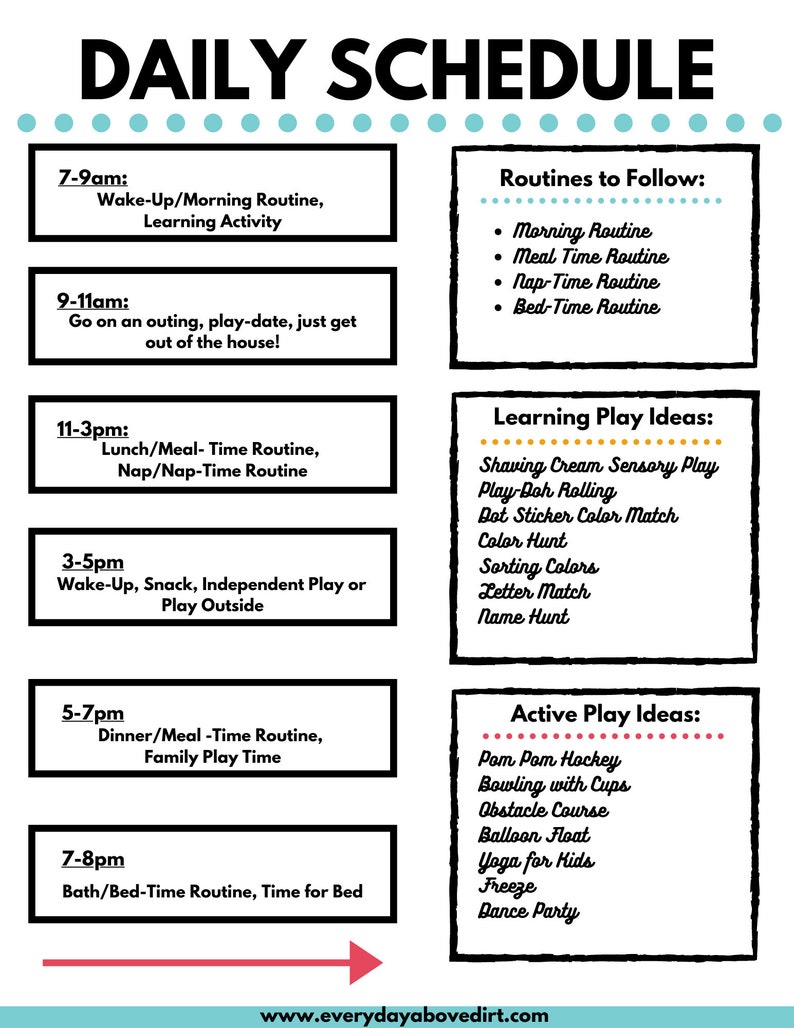 Visual Daily Schedule for at Home, Homeschool Schedule, Toddler ...