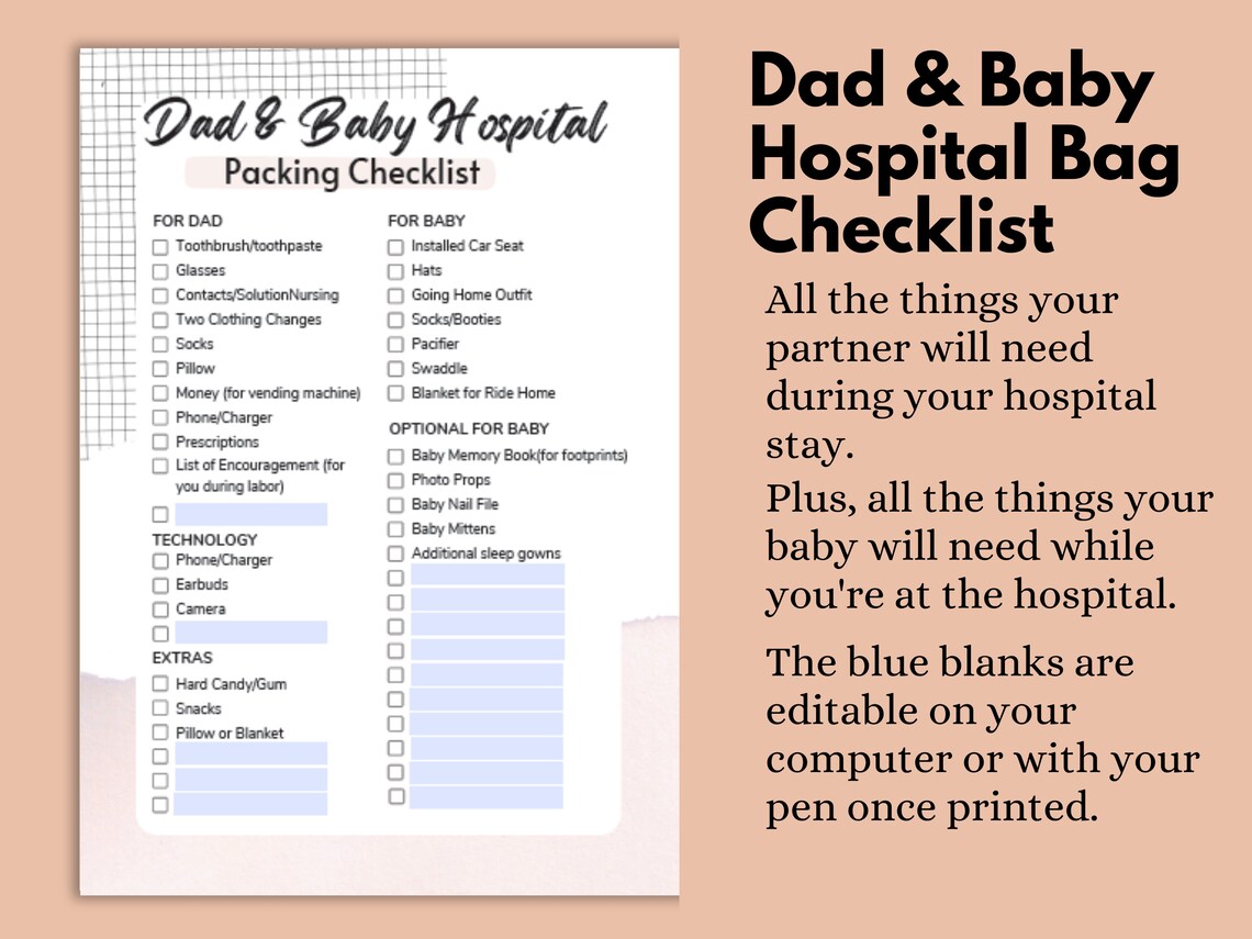 Hospital Bag Checklist Labor and Delivery Checklist Printable for Mom ...