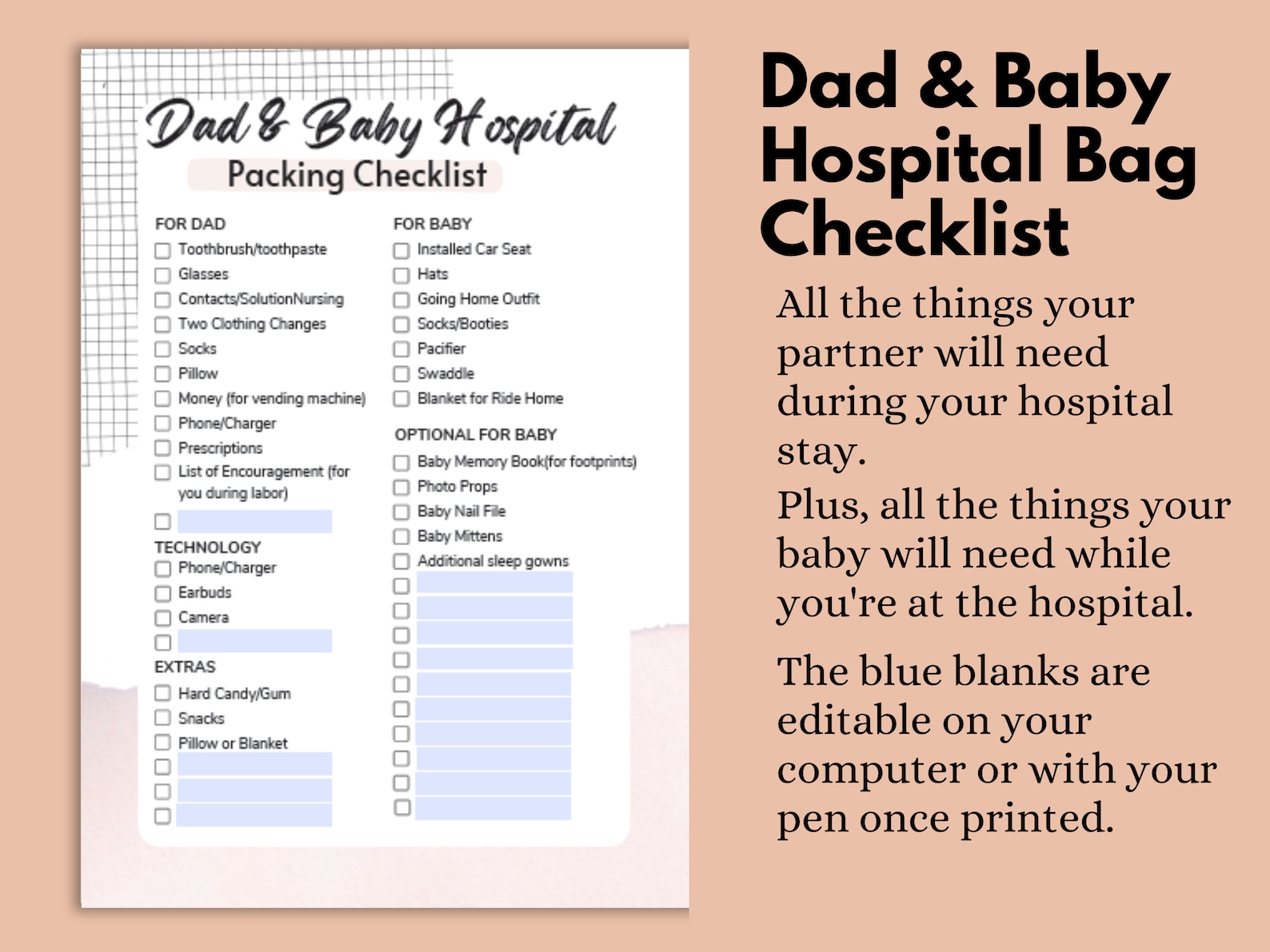 Hospital Bag Checklist Labor and Delivery Checklist Printable for Mom ...