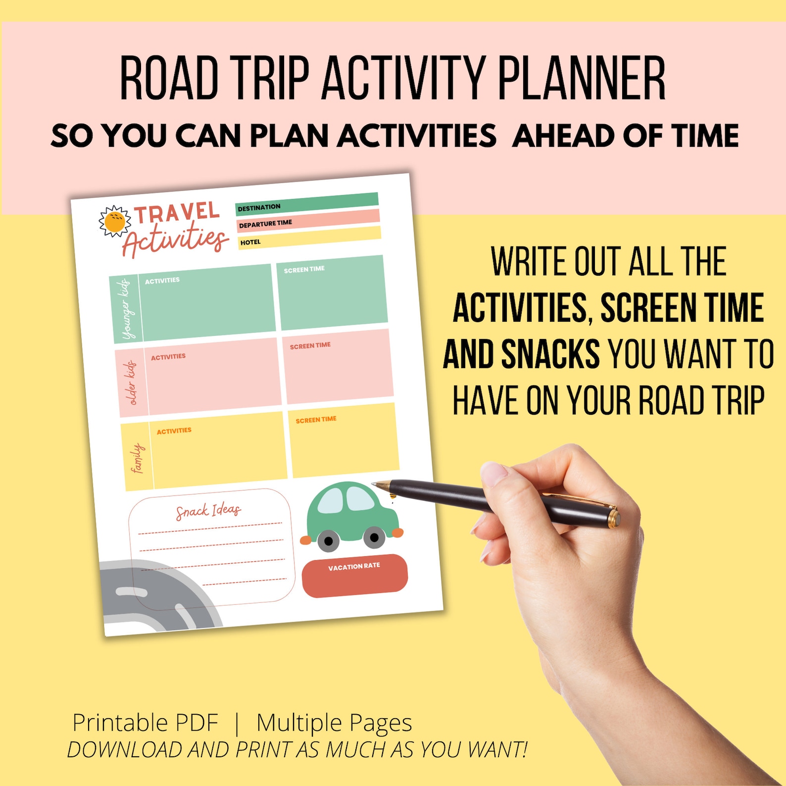 Kid Road Trip Games Printable, Family Road Trip Planner, Family ...