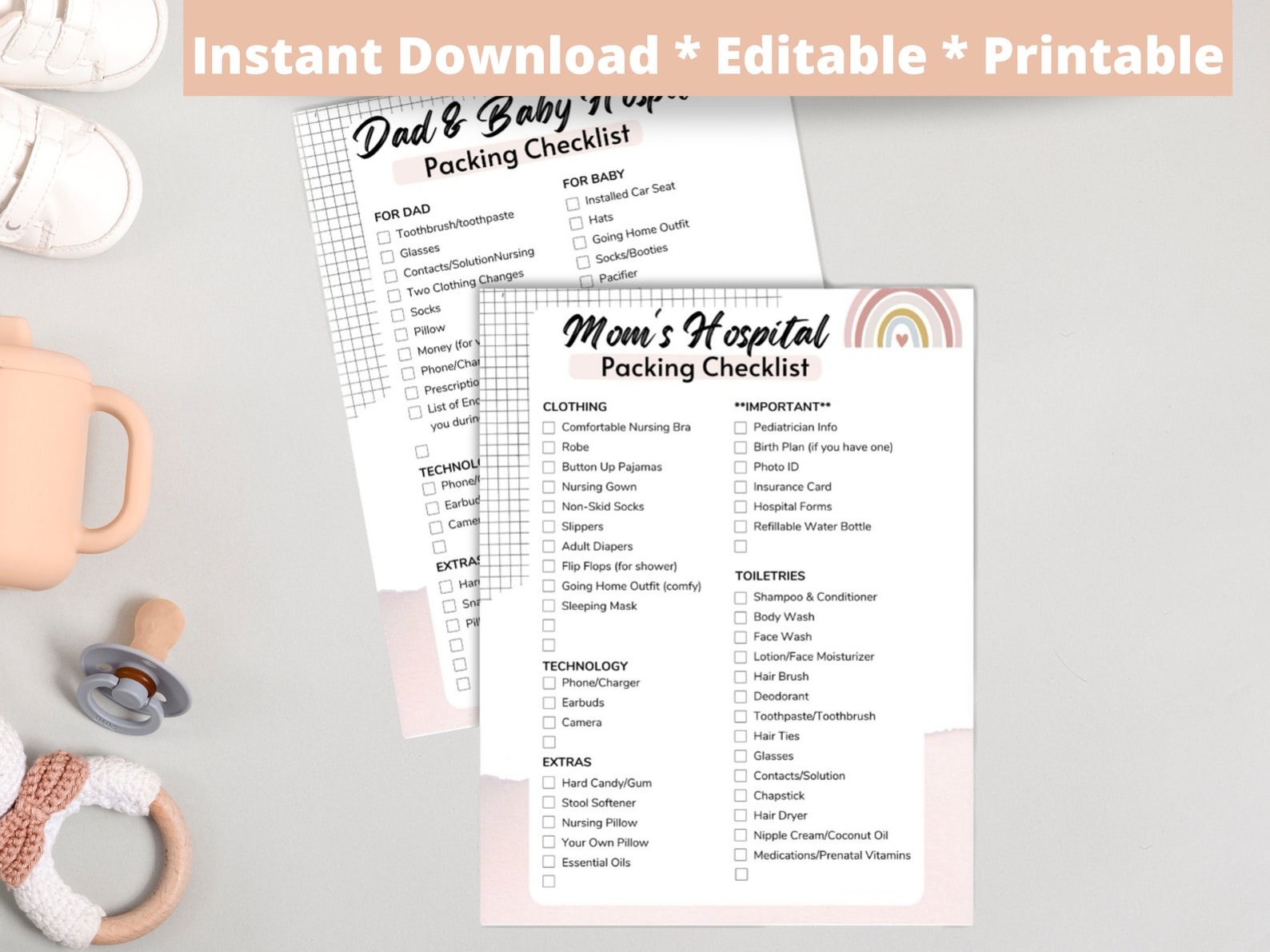 Hospital Bag Checklist Labor and Delivery Checklist Printable for Mom ...