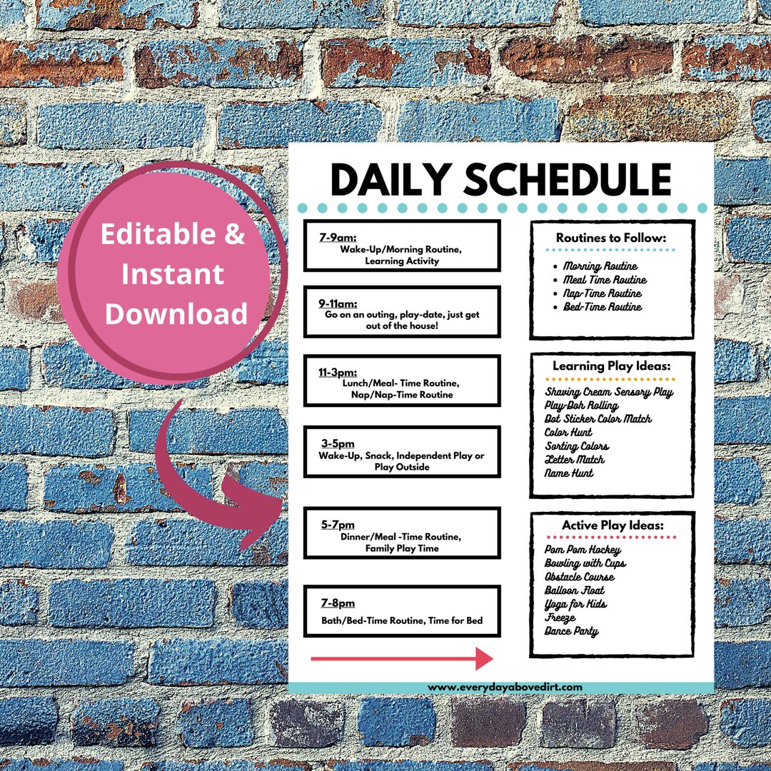 Visual Daily Schedule for at Home, Homeschool Schedule, Toddler ...