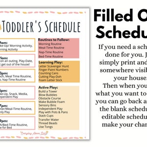 Toddler Schedule | Daily Schedule Template Editable PDF - Etsy