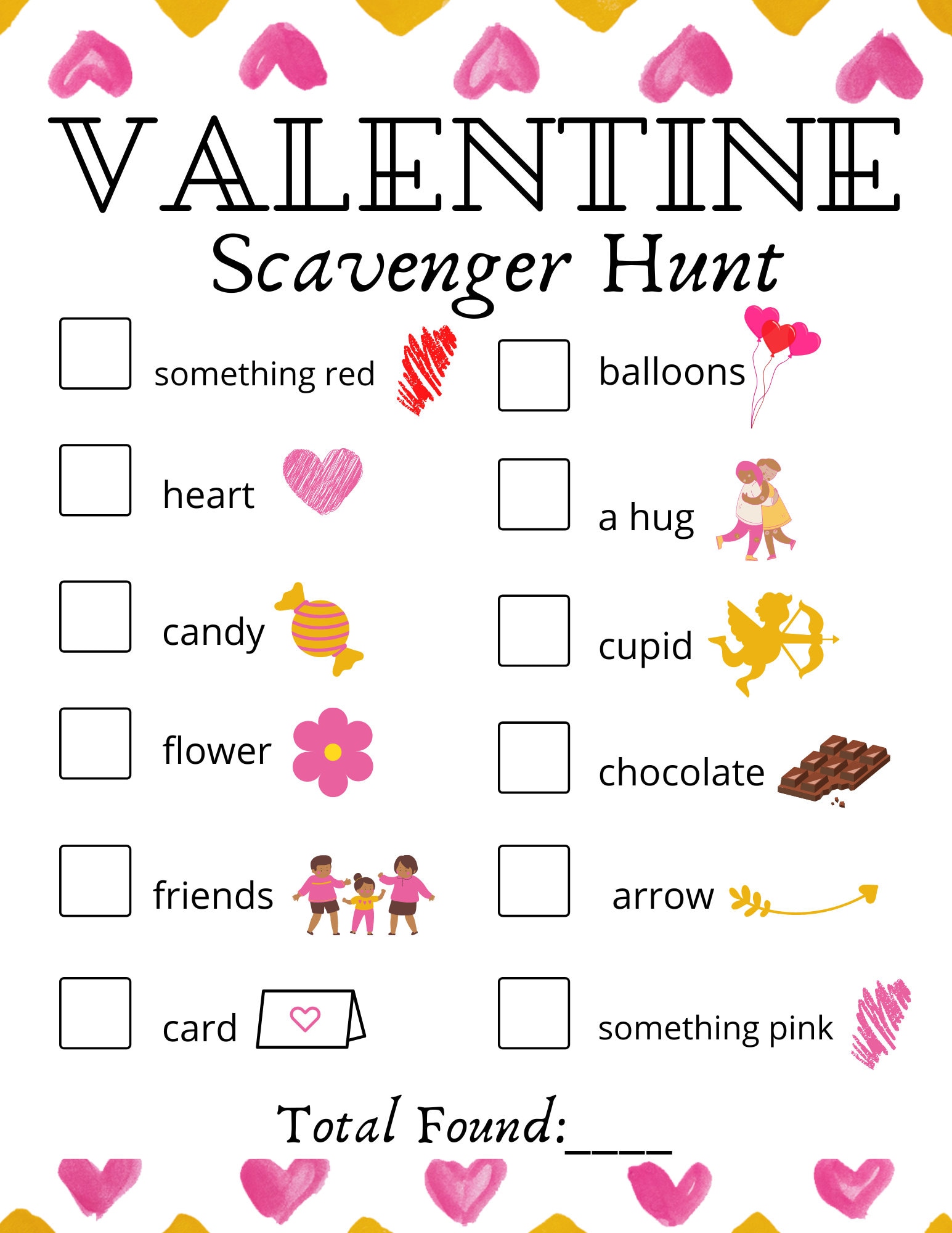Valentine's Day Scavenger Hunt for Kids Printable, Valentine's Games ...
